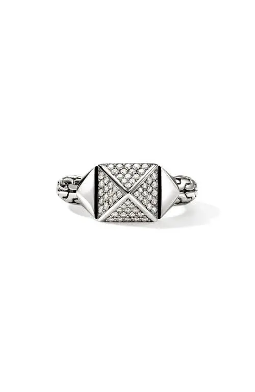 John Hardy Icon Stud Ring With Pavé Diamonds - Silver