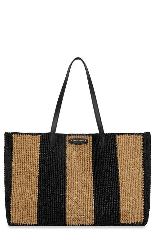 Rebecca Minkoff Large Raffia Tote - Black/brown