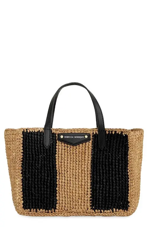 Rebecca Minkoff Mini Raffia Tote - Black/brown