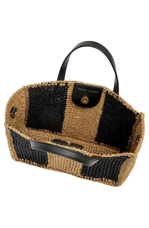 Rebecca Minkoff Mini Raffia Tote - Black/brown