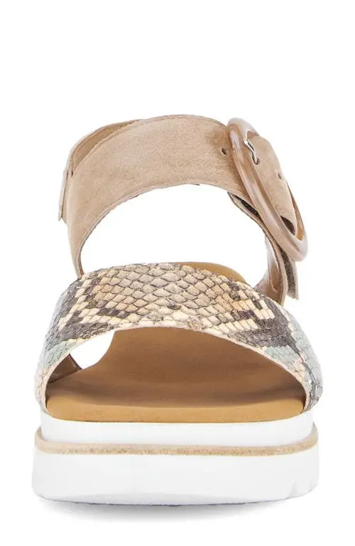 Gabor Ankle Strap Wedge Sandals - Sand