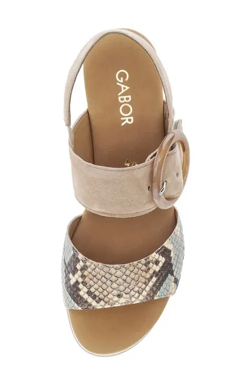 Gabor Ankle Strap Wedge Sandals - Sand