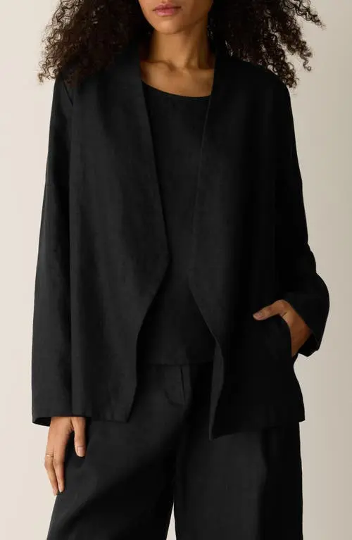 Eileen Fisher Open Front Organic Linen Jacket - Black