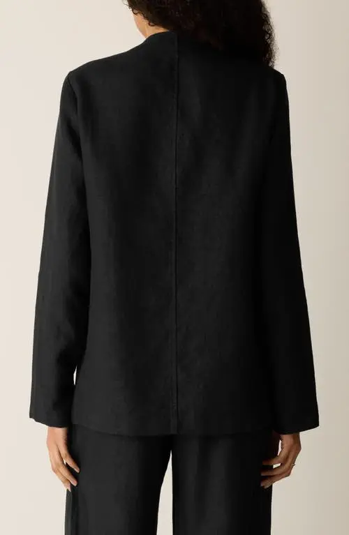 Eileen Fisher Open Front Organic Linen Jacket - Black