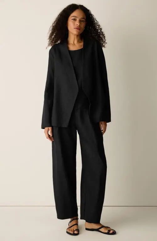 Eileen Fisher Open Front Organic Linen Jacket - Black