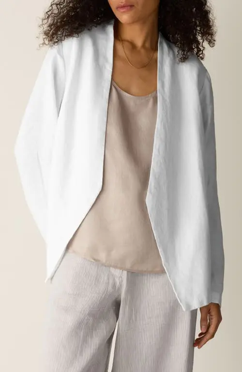 Eileen Fisher Open Front Organic Linen Jacket - White