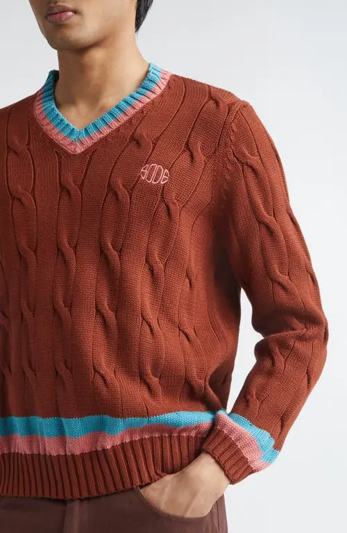 BODE Cable Knit Cotton Tennis Sweater