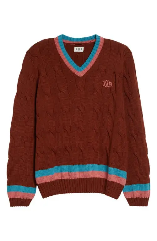 BODE Cable Knit Cotton Tennis Sweater