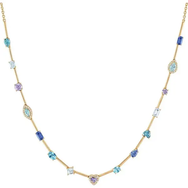 EDEN PRESLEY Rock Candy Diamond And Gemstone Necklace - Yellow Gold - Blue