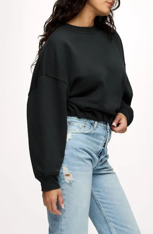 NUUDS Cinch Waist Fleece Sweatshirt - Black