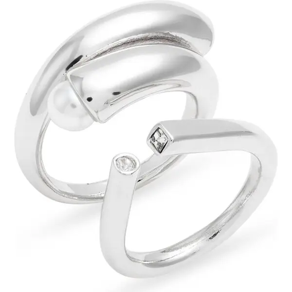 OPEN EDIT Set Of Rings - White- Silver