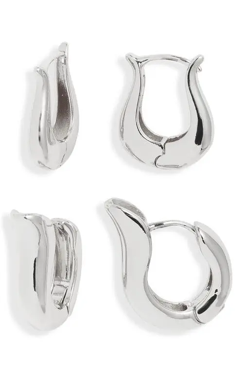 OPEN EDIT Tulip Hoop Earrings Set Of 2 - Silver
