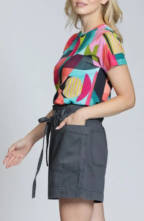 APNY Abstract Print Cotton T-shirt - Turquoise Multi