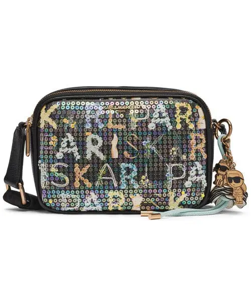 Karl Lagerfeld Paris Maybelle Sequin Crossbody Bag - Black Multi