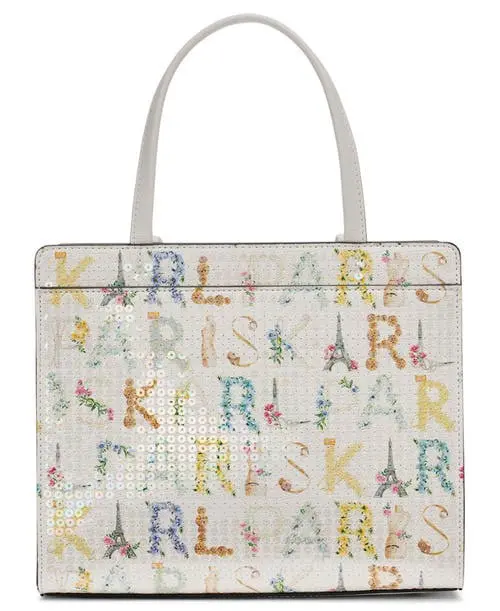 Karl Lagerfeld Paris Sequined Satchel With Charm - Black Multi