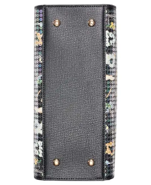 Karl Lagerfeld Paris Sequined Satchel With Charm - Black Multi