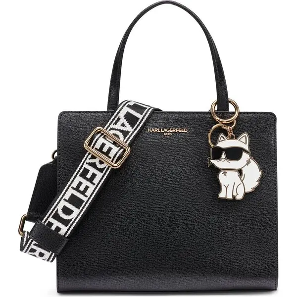Karl Lagerfeld Paris Maybelle Satchel With Choupette Hang-off - Black/gold