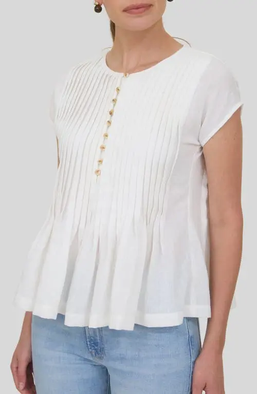 ZOE AND CLAIRE Pintuck Pleat Peplum Top