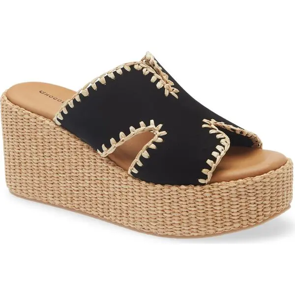CHOCOLAT BLU Jaxx Platform Wedge Sandal - Black Suede