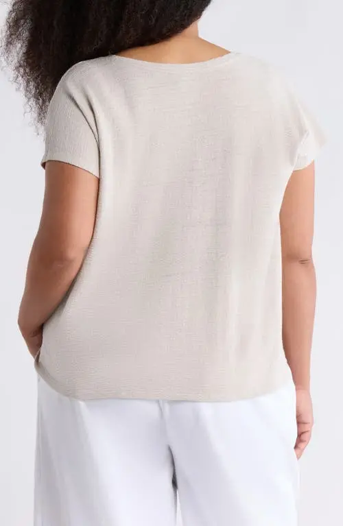 Eileen Fisher V-neck Organic Cotton Top - Chalk