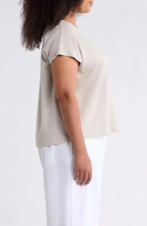 Eileen Fisher V-neck Organic Cotton Top - Chalk
