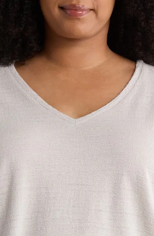 Eileen Fisher V-neck Organic Cotton Top - Chalk