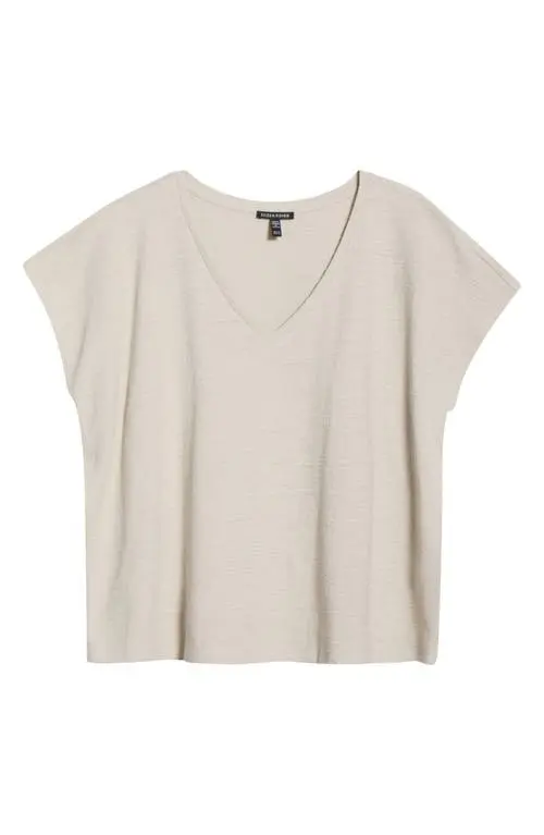 Eileen Fisher V-neck Organic Cotton Top - Chalk