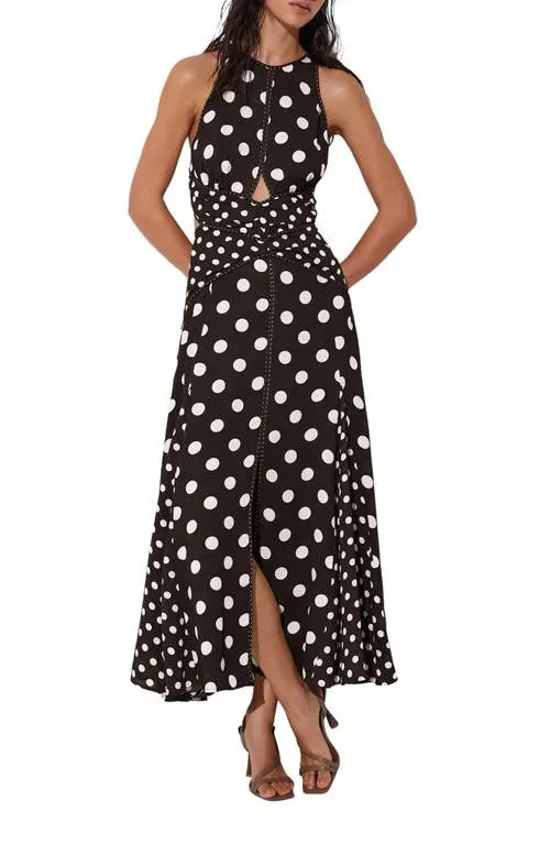 REISS Nayla Mixed Polka Dot Cover-up Dress - Chocolate Brown