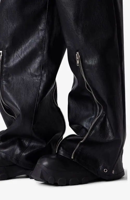Mnml Zip Hem Faux Leather Rave Pants