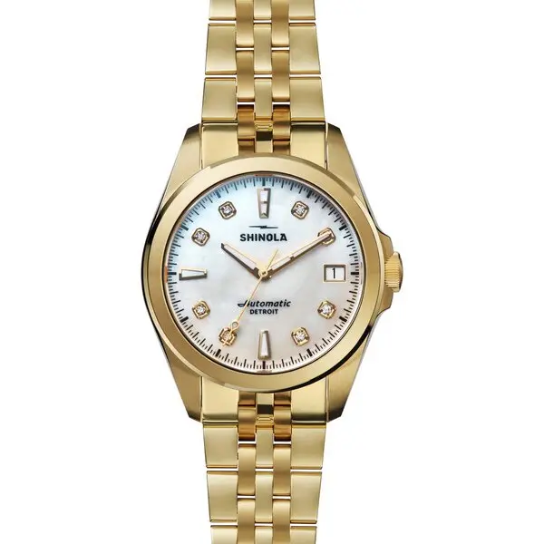 Shinola Circadian Mother-of-pearl And Diamond Bracelet Watch - White Mother Of Pearl