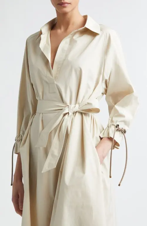 Max Mara Mirto Oversize Belted Cotton Poplin Shirtdress - Beige