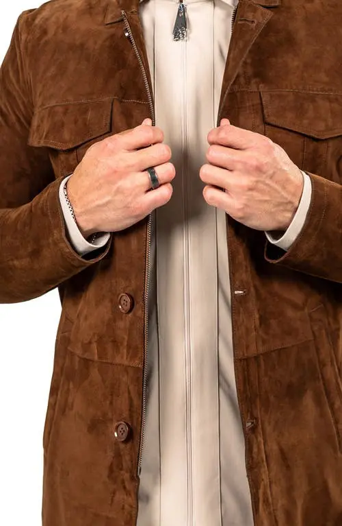 MACEOO Slim Fit Lambskin Suede Jacket