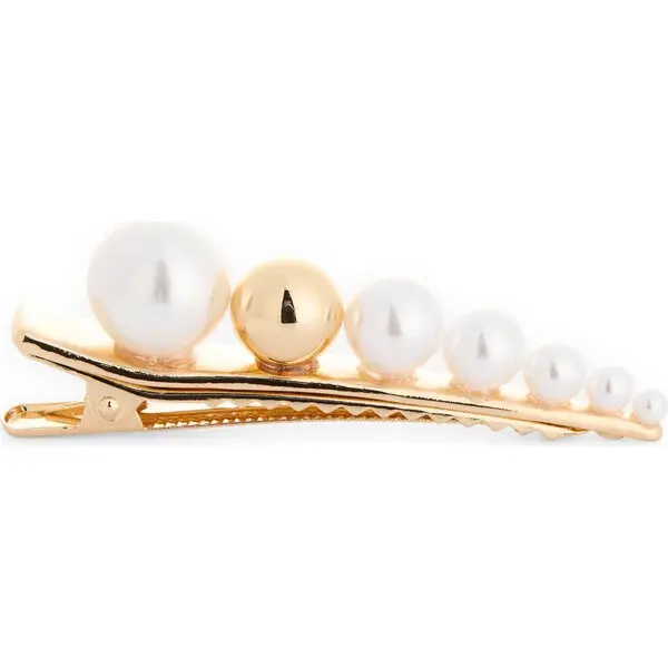 Ettika Faux Pearl Hair Clip - Gold