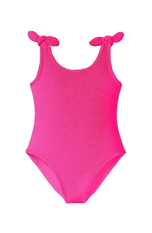 LIMEAPPLE Crinkle Bow Tie One-piece - Fuchsia
