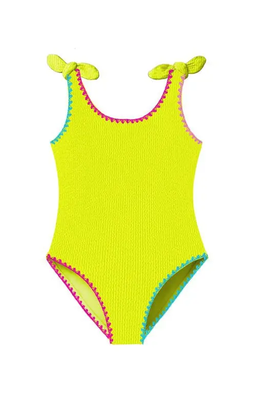 LIMEAPPLE Crinkle Bow Tie One Piece - Lime