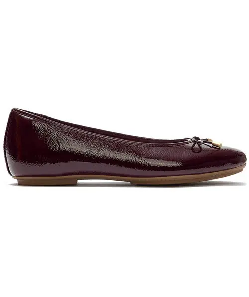 Fitflop Delicato Bow Patent Leather Ballerinas - Cherry