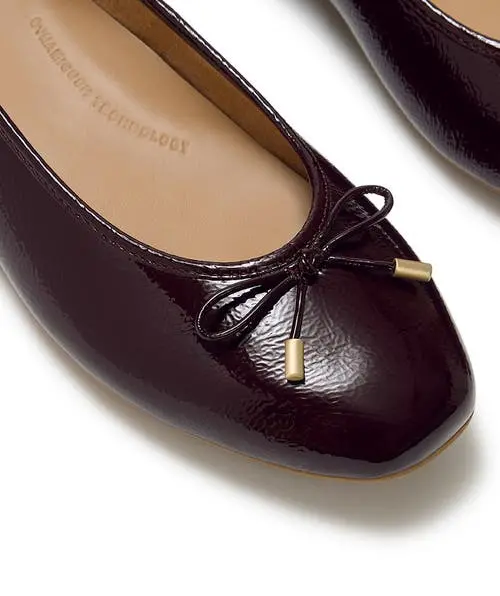 Fitflop Delicato Bow Patent Leather Ballerinas - Cherry