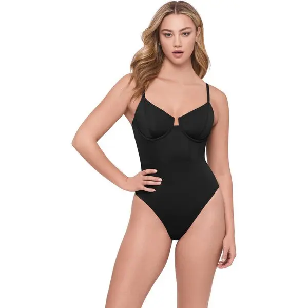 S3 APPAREL Corset Underwire One Piece Swimsuit - Onyx Black