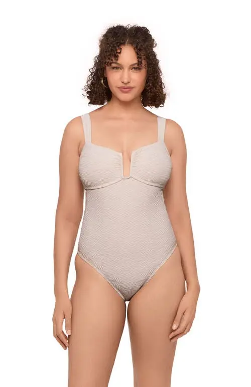 S3 APPAREL Sweetheart U-wire One Piece Swimsuit - Bone Basket Weave