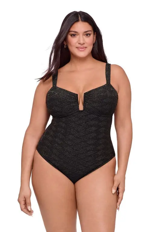 S3 APPAREL Sweetheart U-wire One Piece Swimsuit - Onyx Black Basket Weave