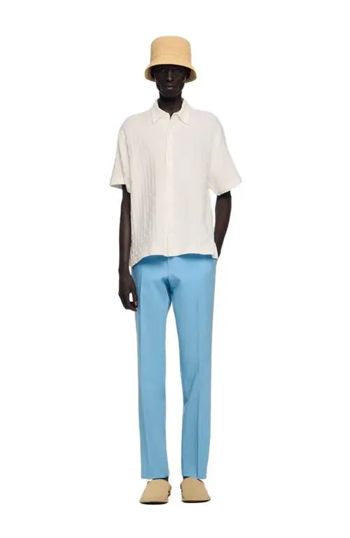 Sandro Square Cross Cotton Jacquard Shirt - White