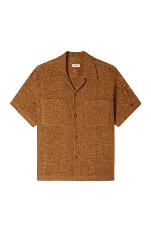 Sandro Openwork Mesh Shirt - Camel