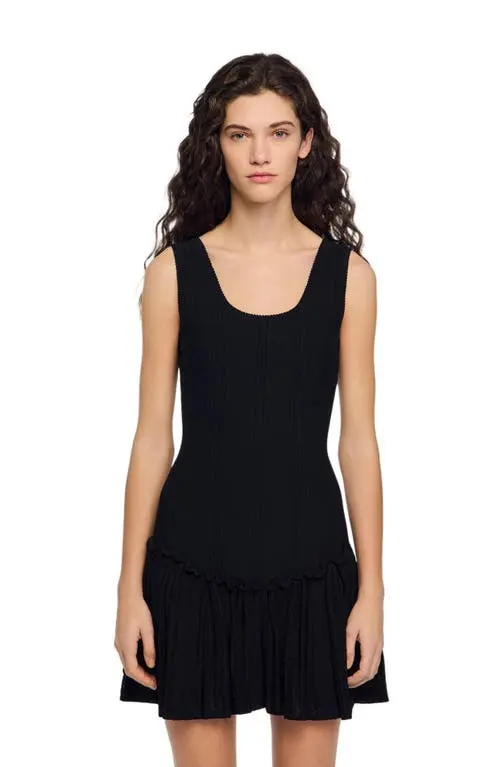 Sandro Short Knit Ruffle Dress