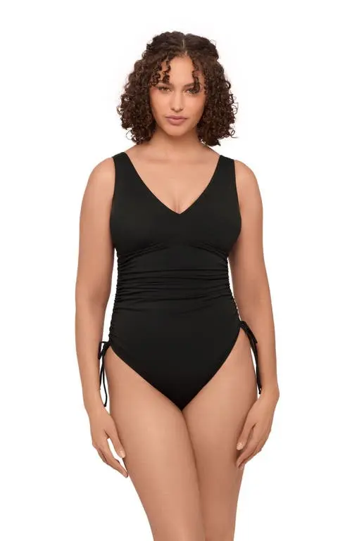 S3 APPAREL Adjustable Cinched One Piece Swimsuit - Onyx Black