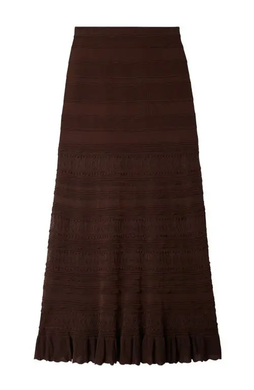 Sandro Pointelle Knit Maxi Skirt - Brown