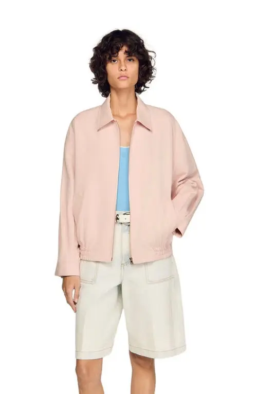 Sandro Cotton And Linen Blend Zip-up Jacket