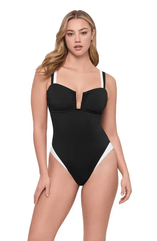 S3 APPAREL Sweetheart U-wire One Piece Swimsuit - Onyx Black Colorblock