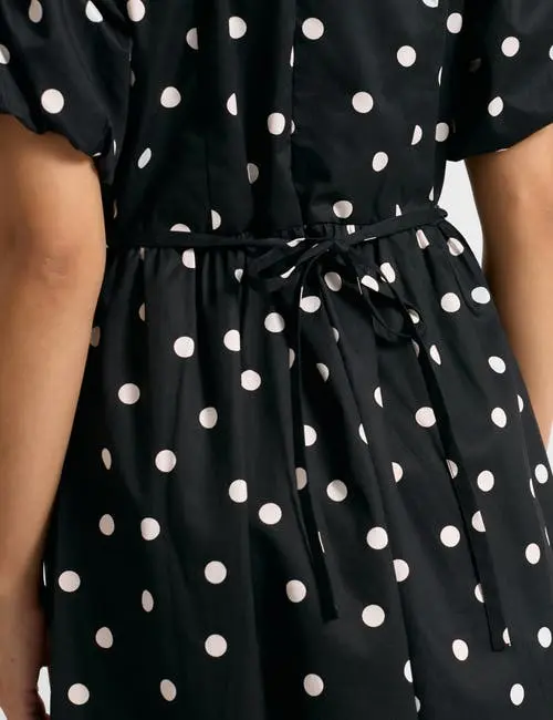 ALBARAY Spot V-neck Midi Dress