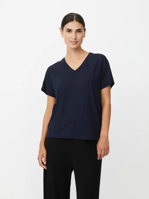 MASAI COPENHAGEN Mabadu V-neck Draped T-shirt - Navy