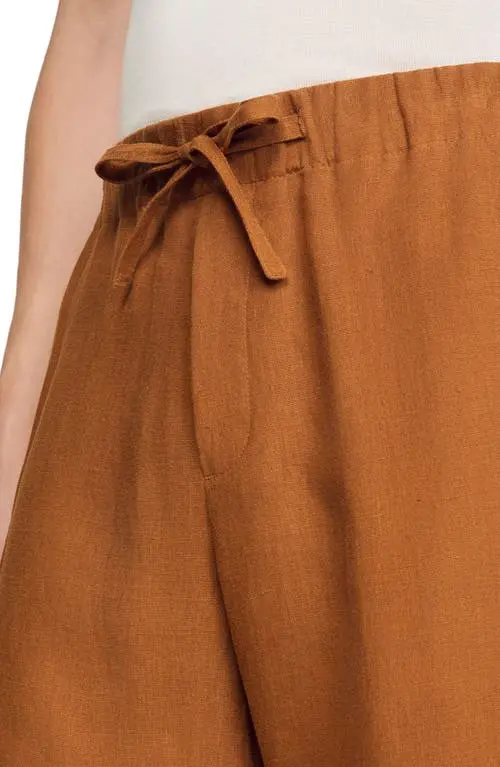 Sandro Elastic Waist Linen Shorts - Whisky